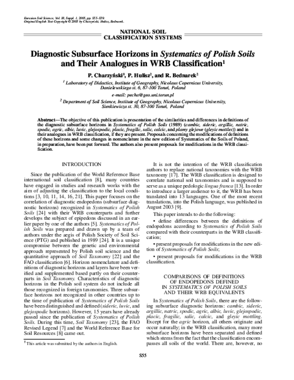 (PDF) Diagnostic Subsurface Horizons in Systematics of Polish Soils and ...