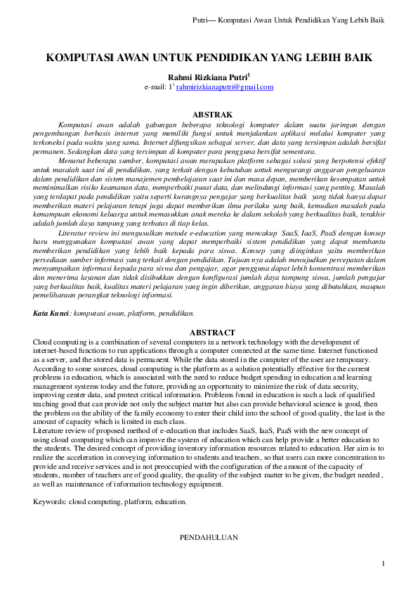 (PDF) KOMPUTASI AWAN UNTUK PENDIDIKAN YANG LEBIH BAIK