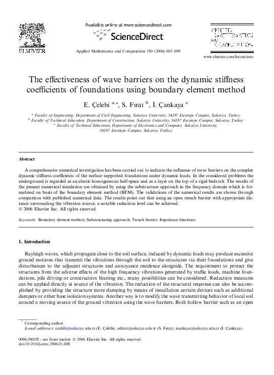 (PDF) The effectiveness of wave barriers on the dynamic stiffness coefficients of foundations ...