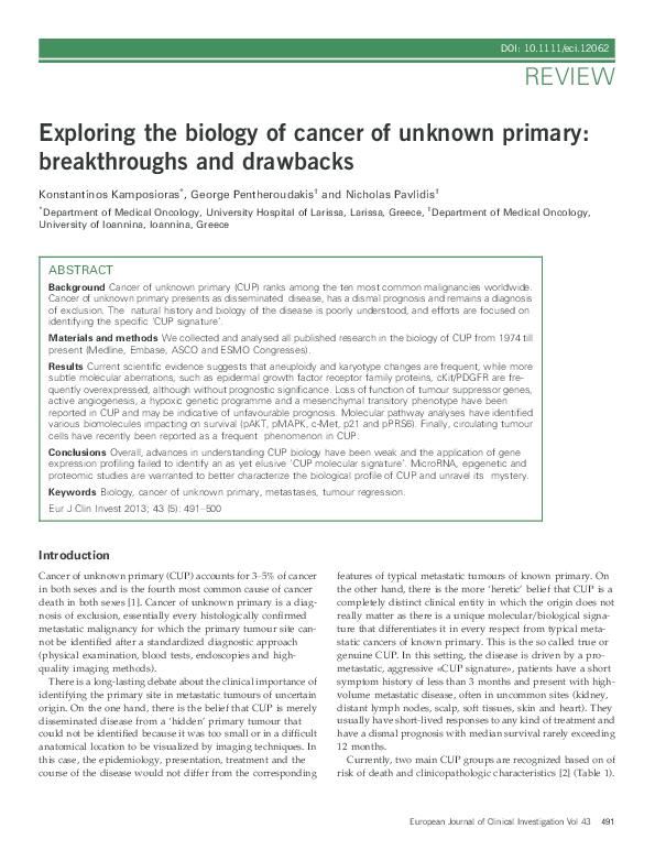 (PDF) How to Diagnose and Treat a Cancer of Unknown Primary Site ...