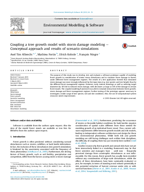 (PDF) Coupling a tree growth model with storm damage modeling ...