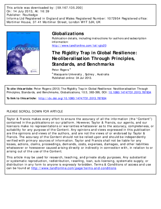 (PDF) The Rigidity Trap in Global Resilience: Neoliberalisation Through ...