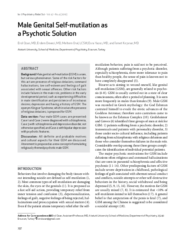 (PDF) Male genital self-mutilation as a psychotic solution