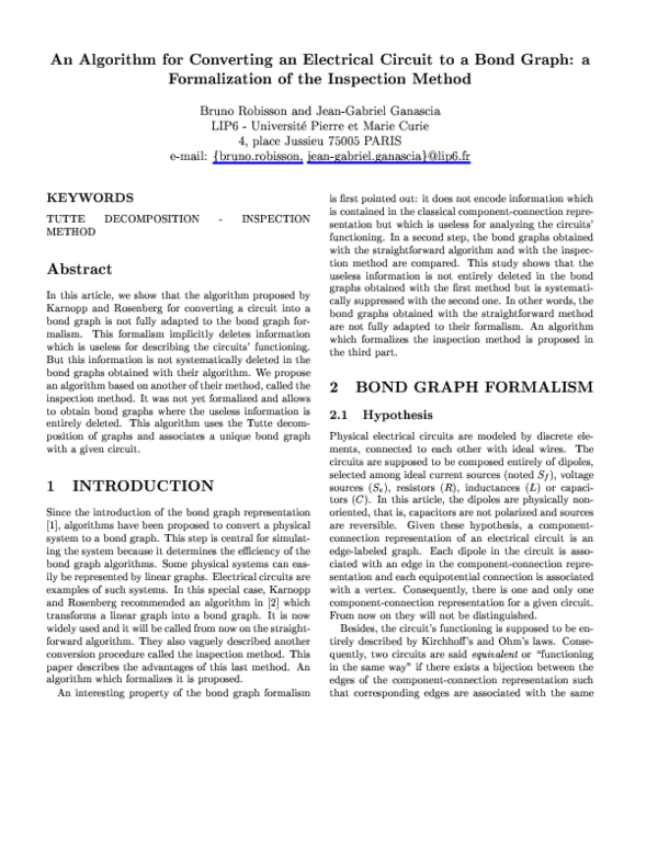 Pdf An Algorithm For Converting An Electrical Circuit To A Bond Graph