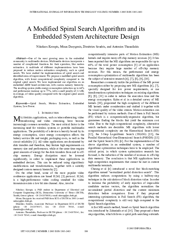 Pdf A Modified Spiral Search Algorithm And Its Embedded Hardware Implementation