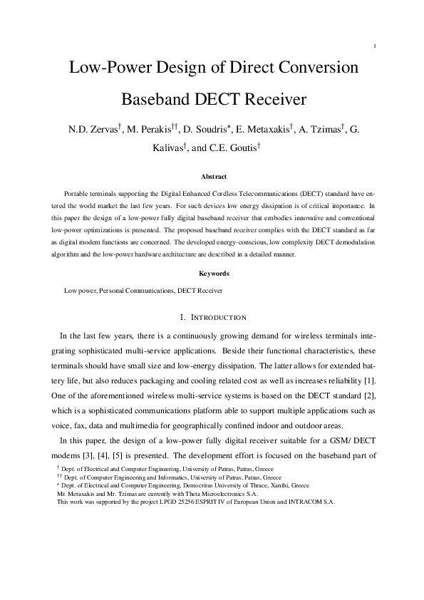 (PDF) Low-power design of direct conversion baseband DECT receiver