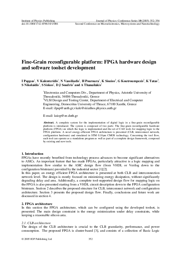 Pdf Fine Grain Reconfigurable Platform Fpga Hardware Design And Software Toolset Development
