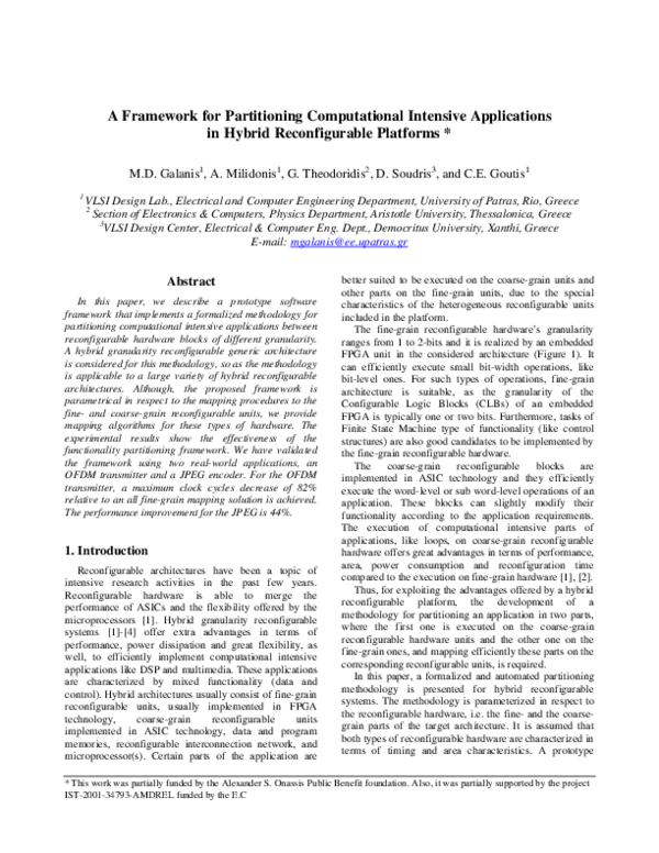 Pdf A Framework For Partitioning Computational Intensive Applications