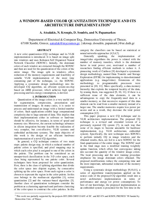 (PDF) A Window-Based Color Quantization Technique And Its