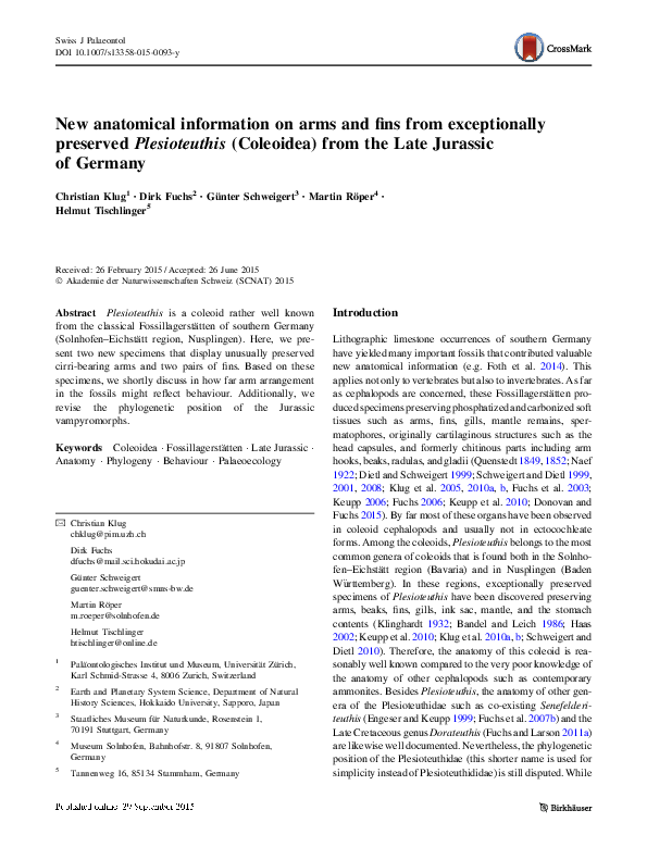 (PDF) New anatomical information on arms and fins from exceptionally ...