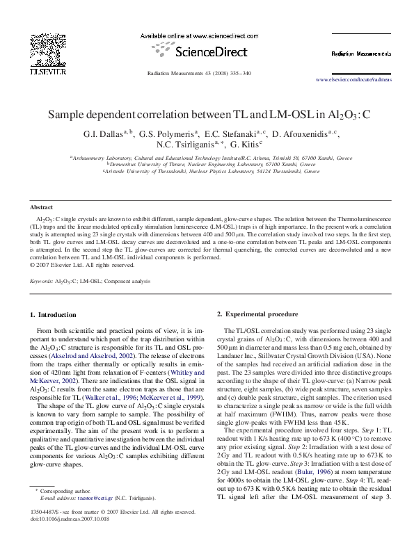 (PDF) Sample dependent correlation between TL and LM-OSL in