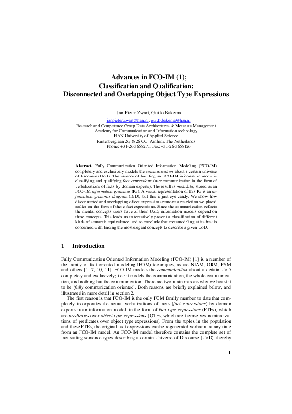 (PDF) Advances in FCO-IM (1); Classification and Qualification: Disconnected and Overlapping ...