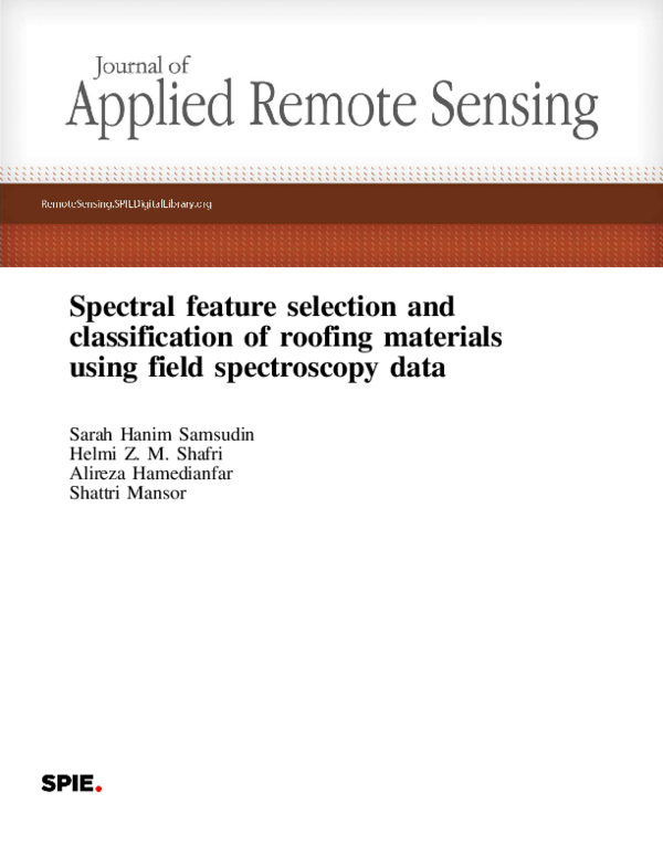 Pdf Spectral Feature Selection And Classification Of Roofing