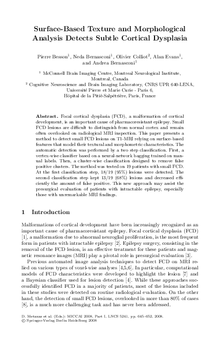 (PDF) Surface-based texture and morphological analysis detects subtle cortical dysplasia