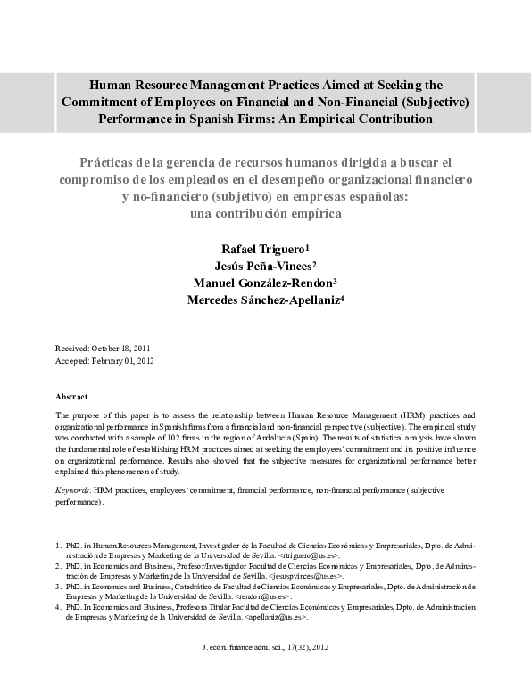 (PDF) Human Resource Management Practices Aimed at Seeking the Commitment of Employees on ...