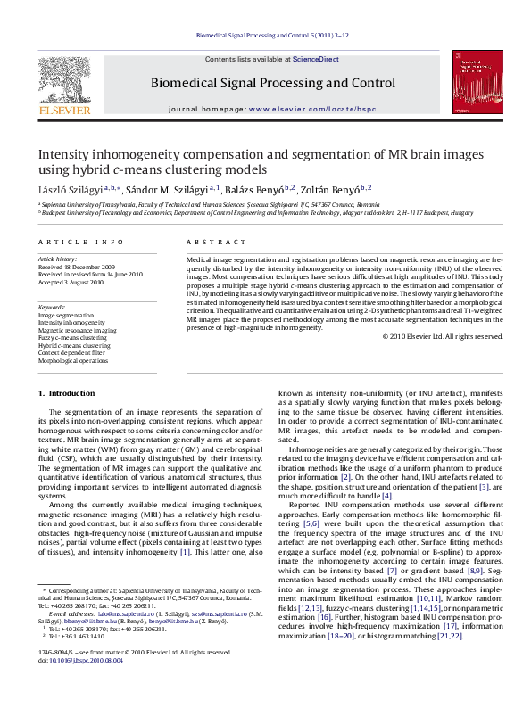 (PDF) Intensity inhomogeneity compensation and segmentation of MR brain images using hybrid c ...