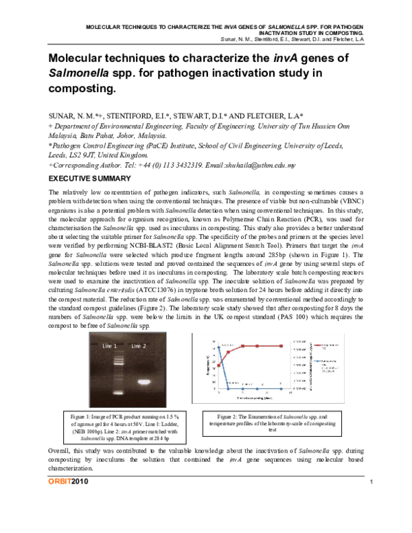 (PDF) Molecular techniques to characterize the invA genes of Salmonella ...
