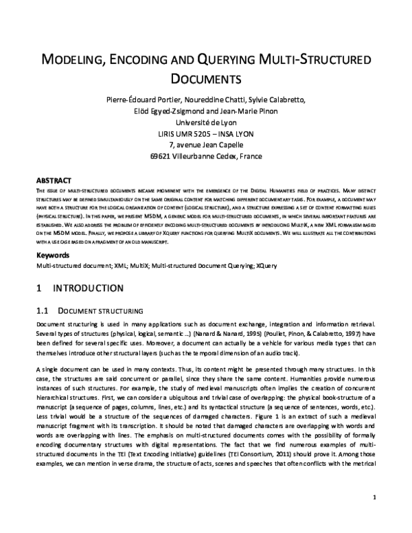 (PDF) Modeling, encoding and querying multi-structured documents