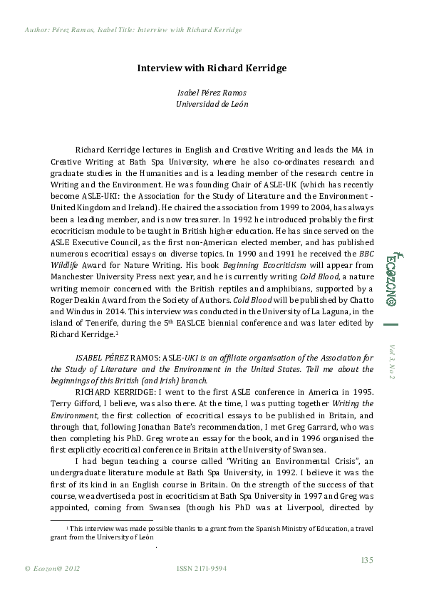 (PDF) Interview With Richard Kerridge