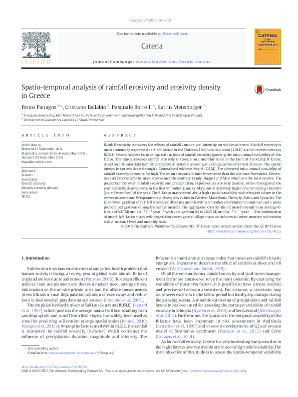 Pdf Spatio Temporal Analysis Of Rainfall Erosivity And Erosivity