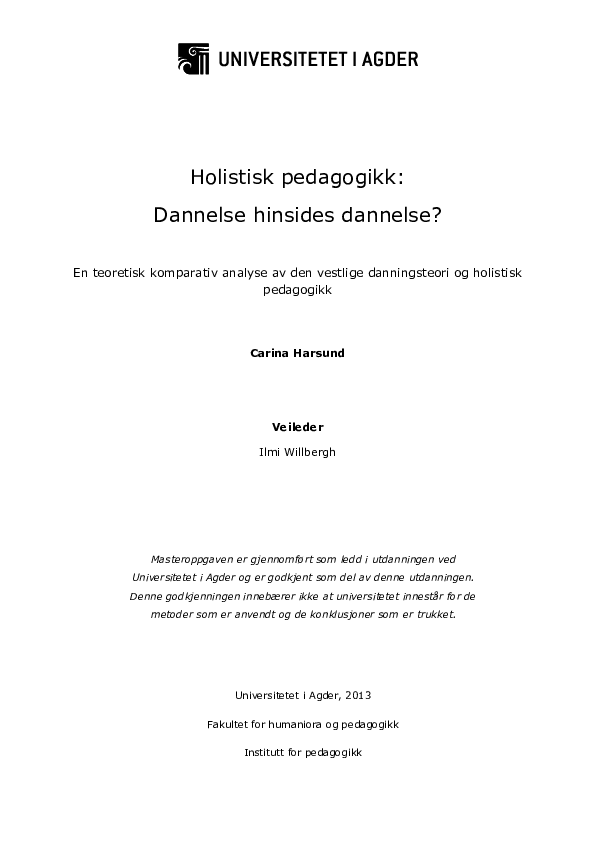 (PDF) Holistisk pedagogikk/Holistic education