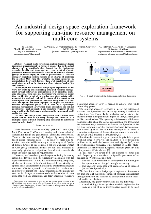Pdf An Industrial Design Space Exploration Framework For Supporting Run Time Resource