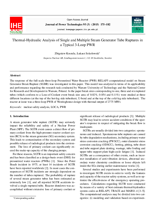 (PDF) Thermal Hydraulic Analysis of Single and Multiple Steam Generator ...