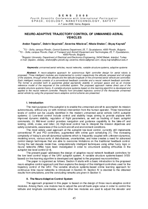 (PDF) Neuro-adaptive trajectory control of unmanned aerial vehicles