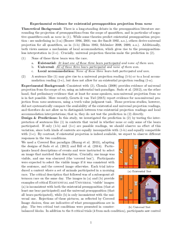 (PDF) Experimental evidence for existential presupposition projection ...