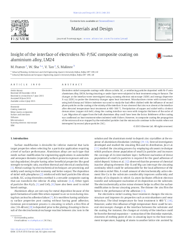 (PDF) Insight of the interface of electroless Ni–P/SiC composite ...