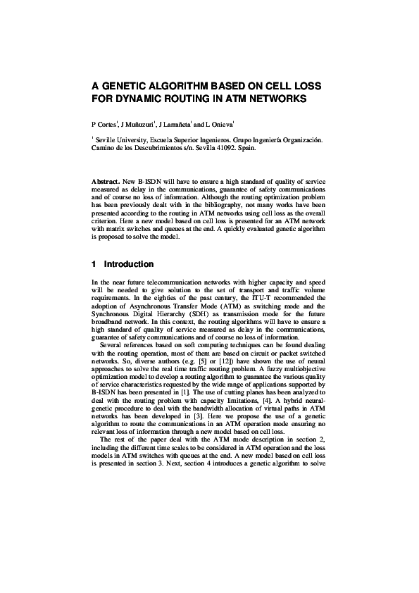 Pdf A Genetic Algorithm Based On Cell Loss For Dynamic Routing In Atm Networks