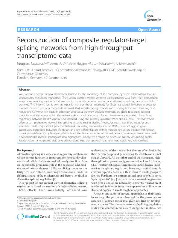 (PDF) Reconstruction of composite regulator-target splicing networks ...