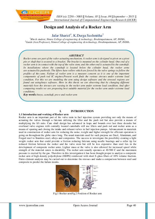 (PDF) Design and Analysis of a Rocker Arm