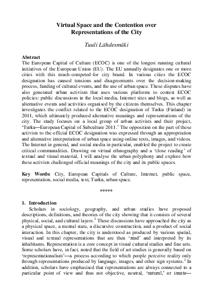 (PDF) Virtual Space and the Contention over Representations of the City ...