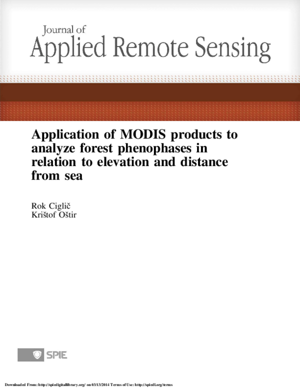 (PDF) Application of MODIS products to analyze forest phenophases in ...