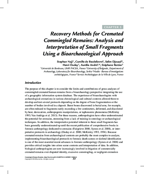 (PDF) Recovery Methods for Cremated Commingled Remains