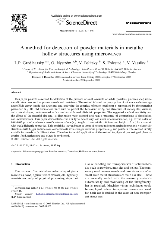 (PDF) A method for detection of powder materials in metallic hollow ...