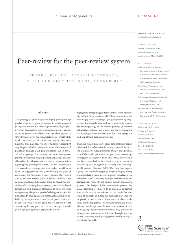 (PDF) Peer-review for the peer-review system