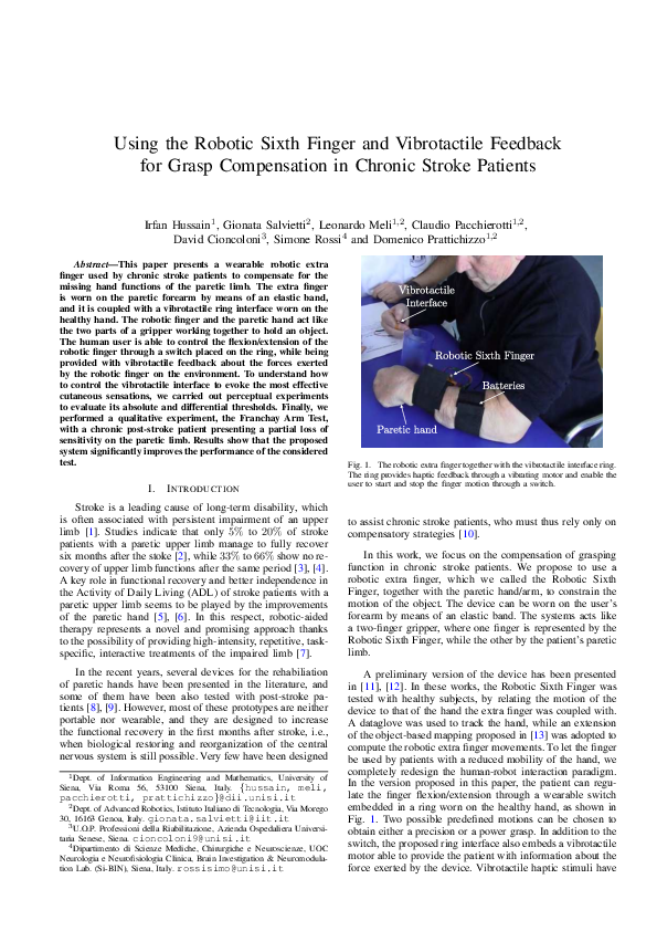 (PDF) Using the robotic sixth finger and vibrotactile feedback for ...