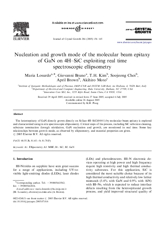 (PDF) Nucleation and growth mode of the molecular beam epitaxy of GaN on 4H–SiC exploiting real ...
