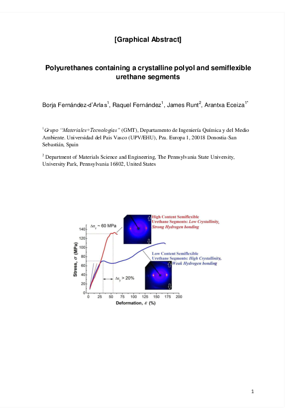 (PDF) Polyurethanes containing a crystalline polyol and semiflexible ...