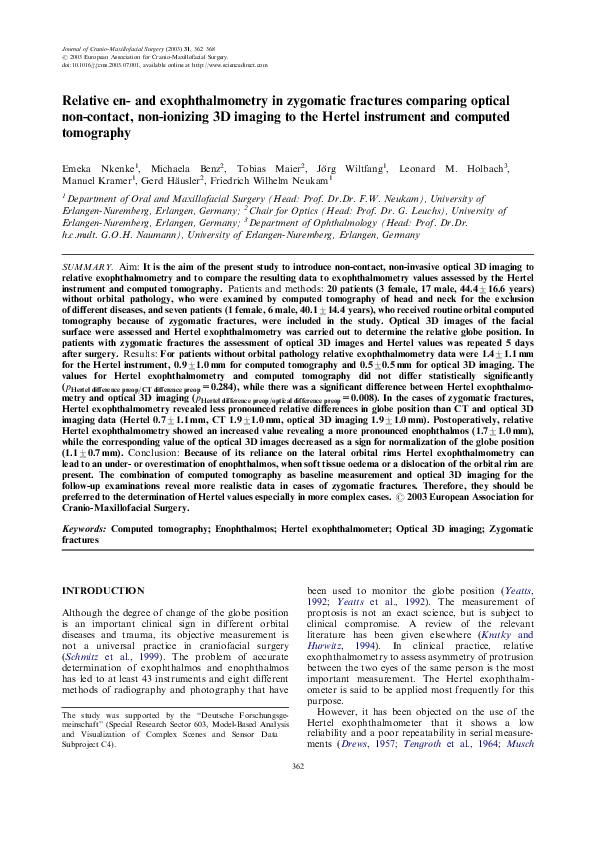 (PDF) Relative en- and exophthalmometry in zygomatic fractures ...