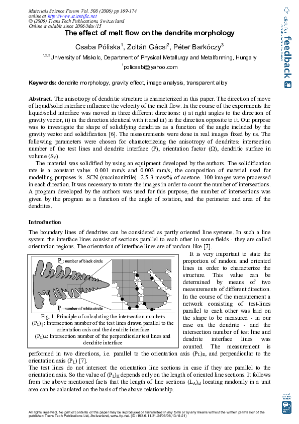 (PDF) The Effect of Melt Flow on the Dendrite Morphology