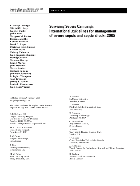 (PDF) Surviving Sepsis Campaign: International guidelines for ...