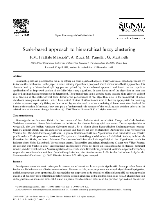 Pdf Scale Based Approach To Hierarchical Fuzzy Clustering