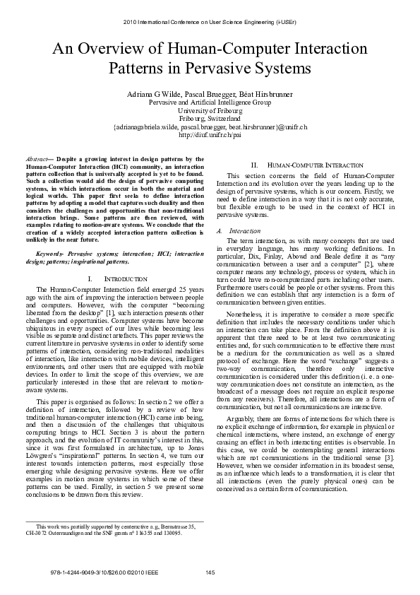 (PDF) An overview of Human-Computer Interaction patterns in pervasive ...