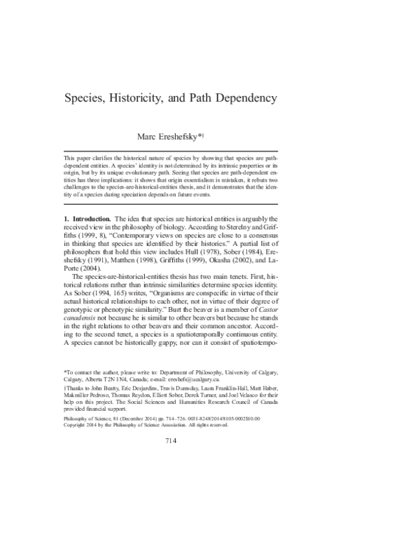(PDF) Species and Path Dependency