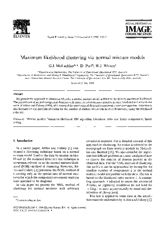 (PDF) Maximum likelihood clustering via normal mixture models | David Peel - Academia.edu