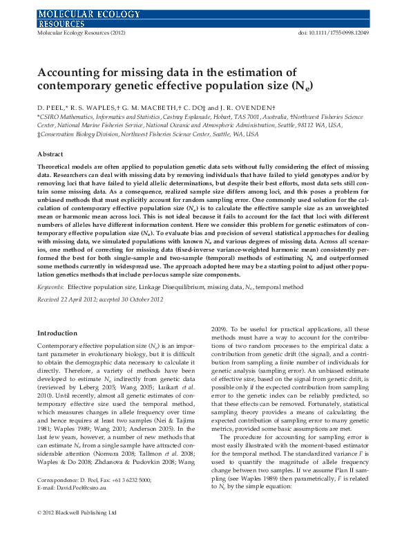 Pdf Accounting For Missing Data In The Estimation Of Contemporary