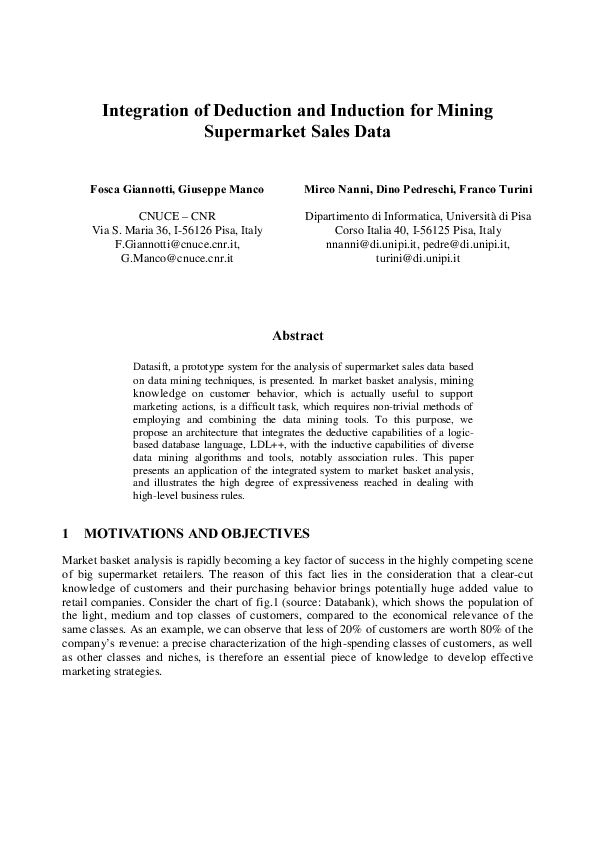 (PDF) Integration of deduction and induction for mining supermarket ...